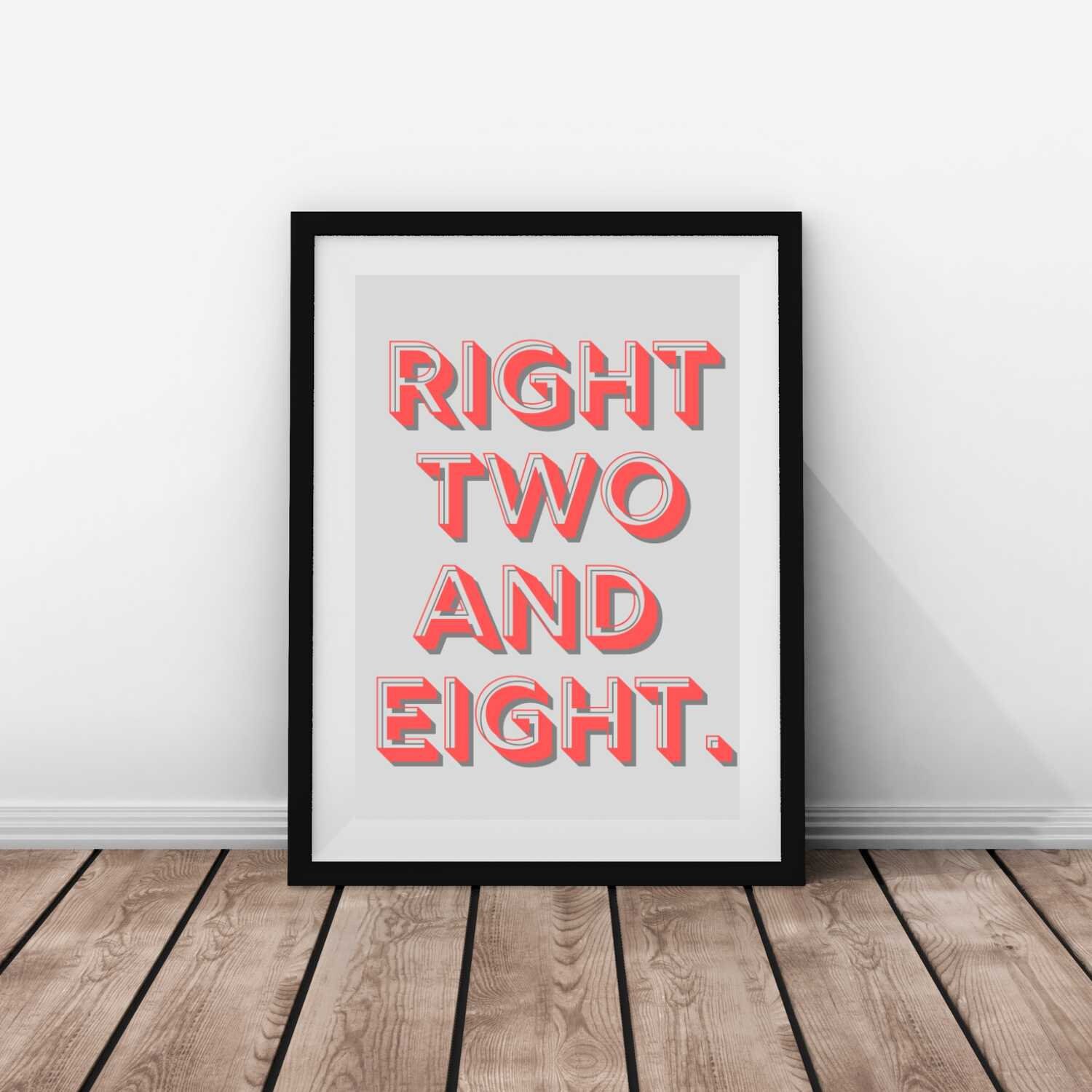 Right Two and Eight Art Printable Wall Art Cockney Rhyming Slang Wall ...