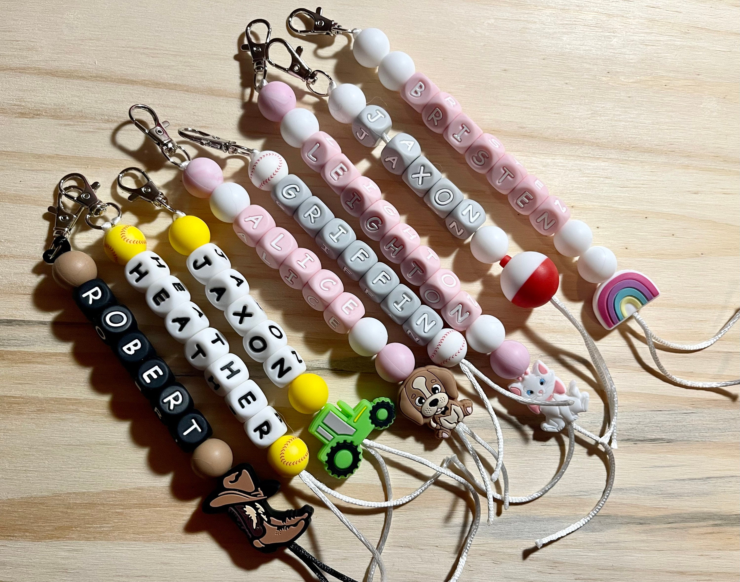 Silicone Bead Backpack Tag, Personalized, Back to School, Name Tag for ...