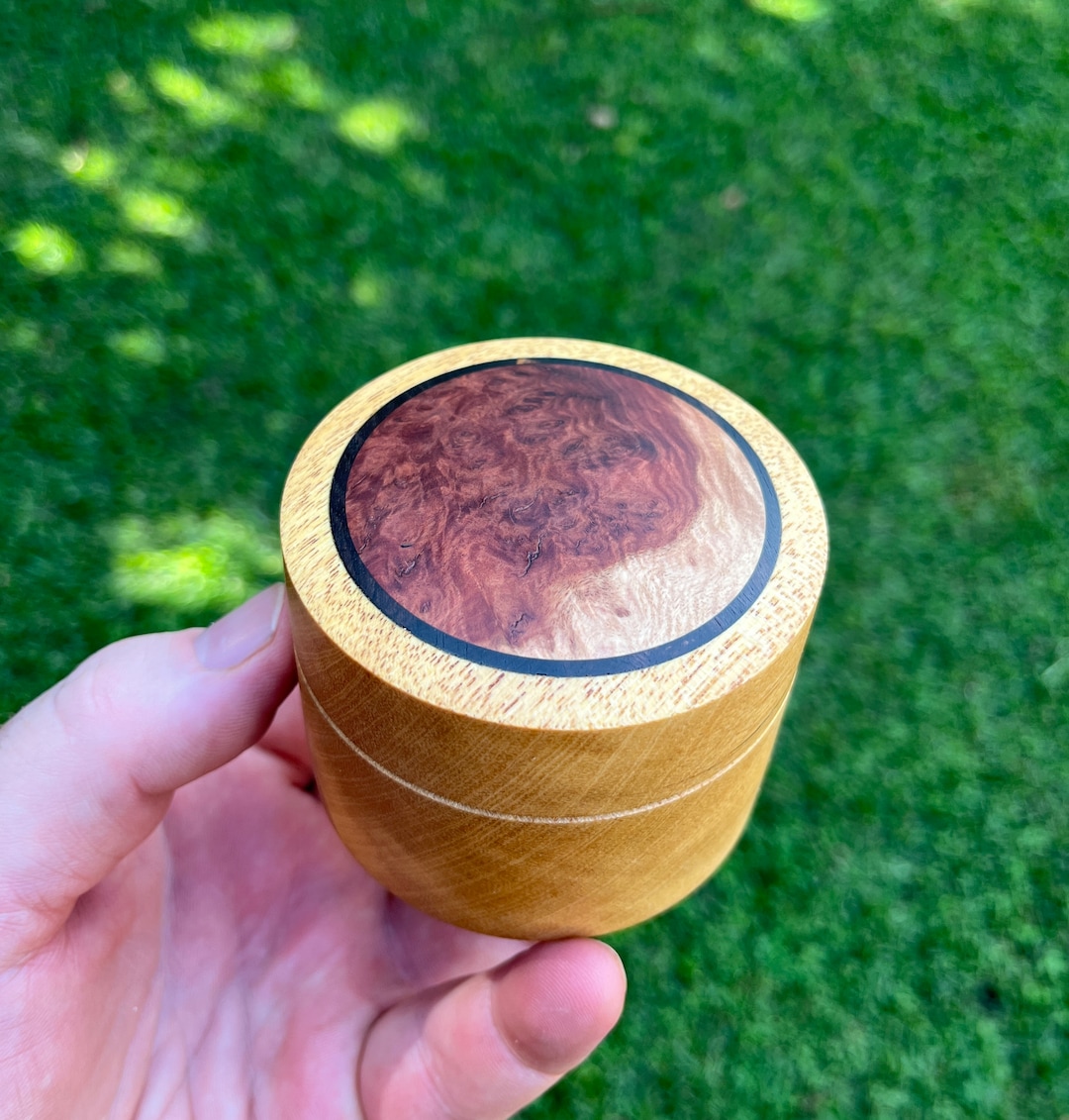Crows Ash Lidded Box With an Ebony and Mallee Burl Inlay - Etsy