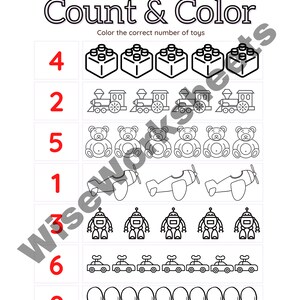 Count and Color Worksheets | 3 Pages of Worksheets | Count and Color ...