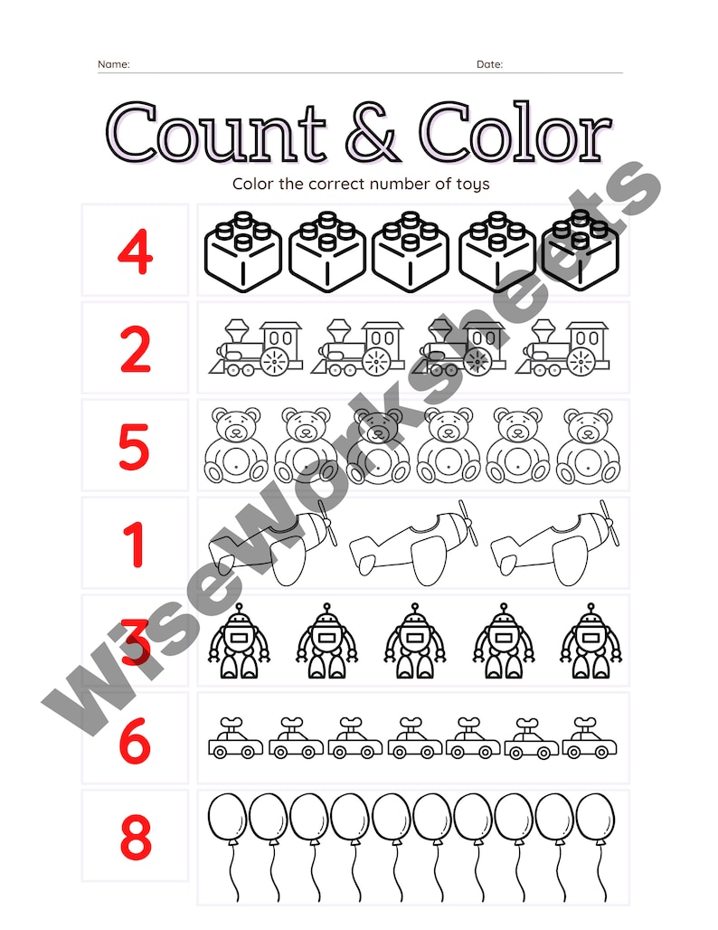 Count and Color Worksheets | 3 Pages of Worksheets | Count and Color ...