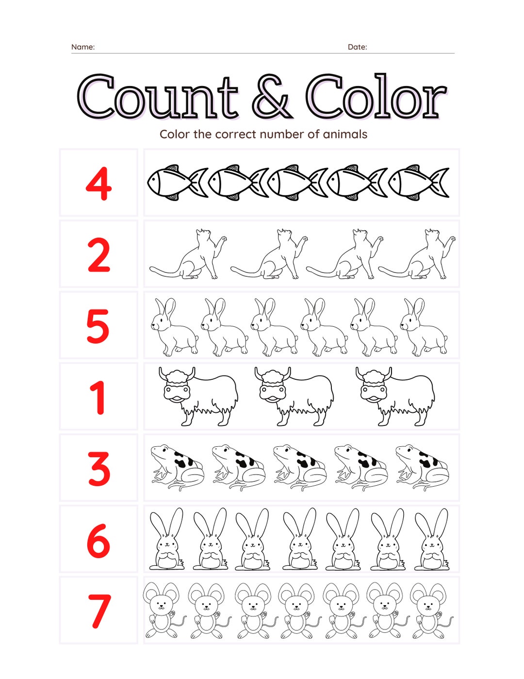 Count and Color Worksheets | 3 Pages of Worksheets | Count and Color ...