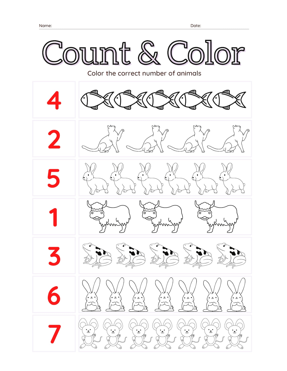 Count and Color Worksheets | 3 Pages of Worksheets | Count and Color ...