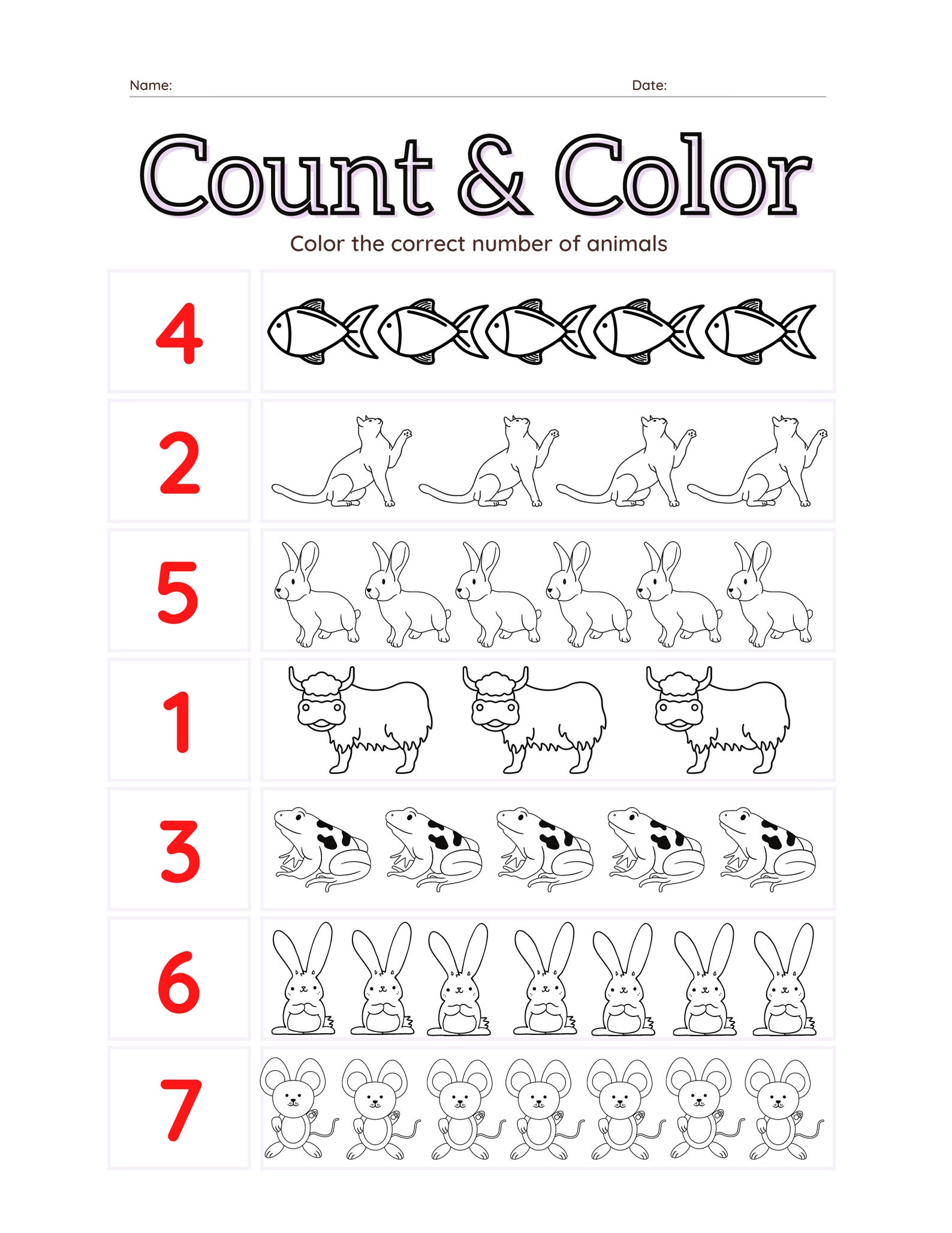 Count and Color Worksheets | 3 Pages of Worksheets | Count and Color ...