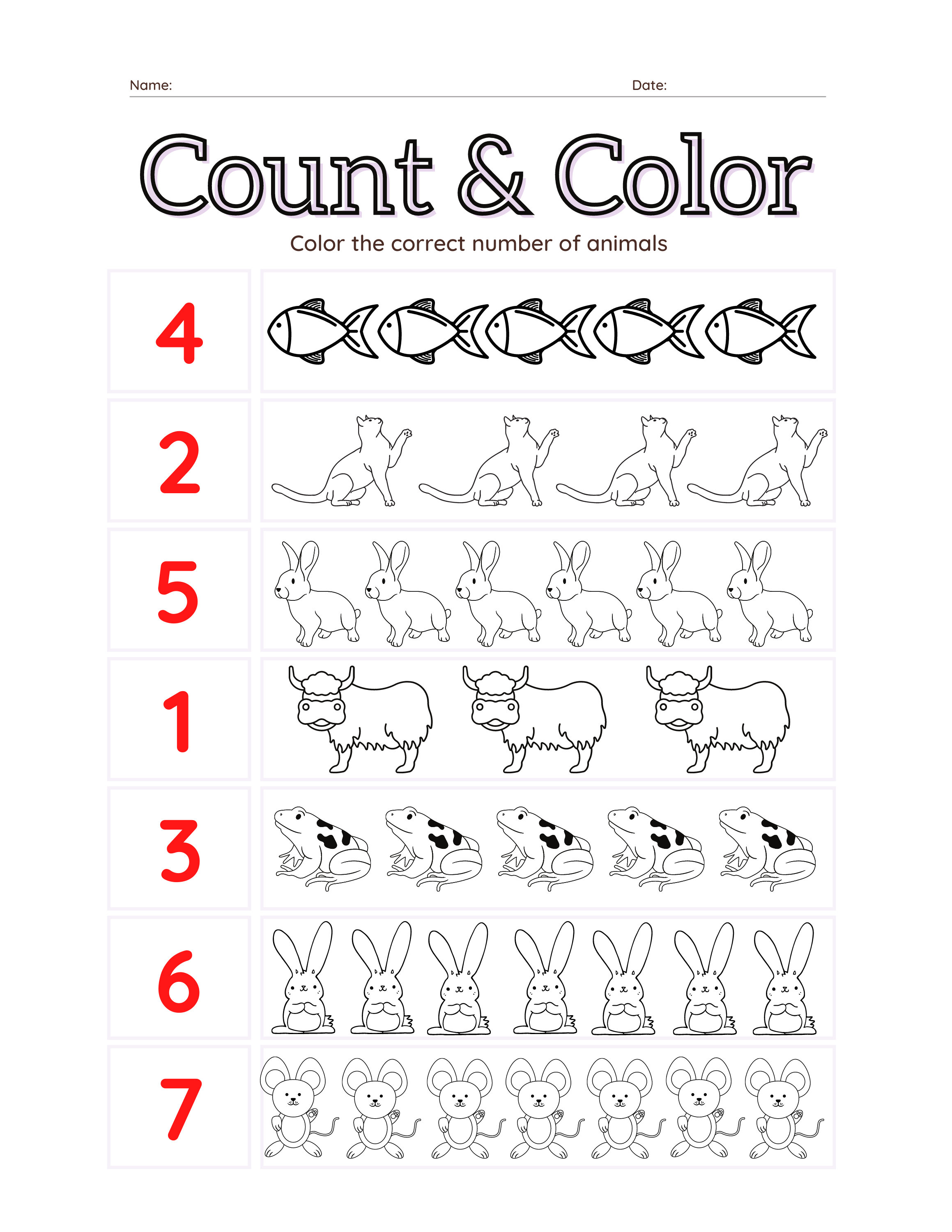 Count and Color Worksheets | 3 Pages of Worksheets | Count and Color ...