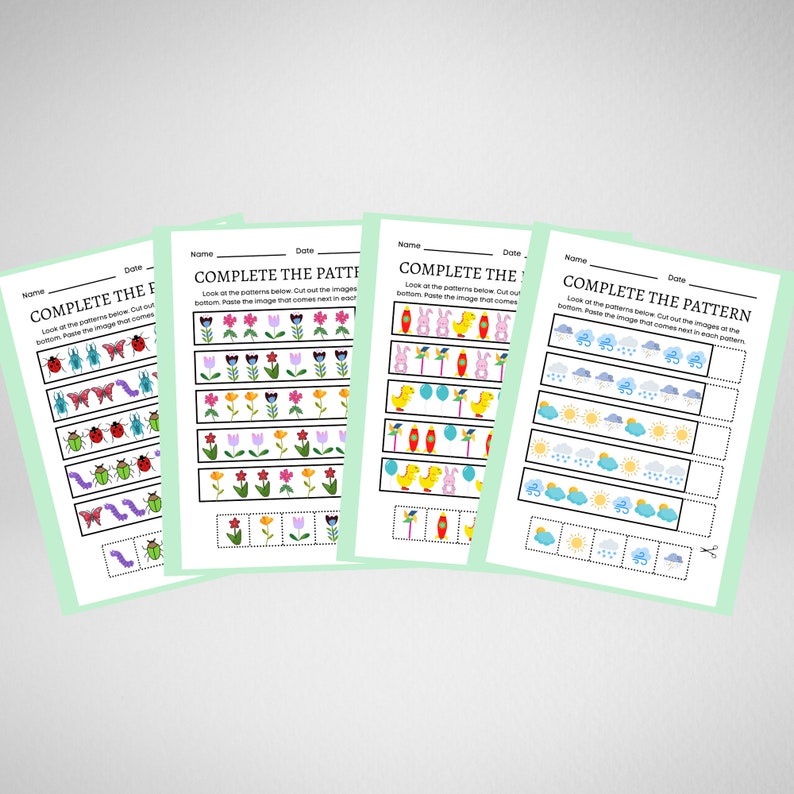 Complete the Pattern Cut and Paste | Cut and Paste Worksheet | Great ...