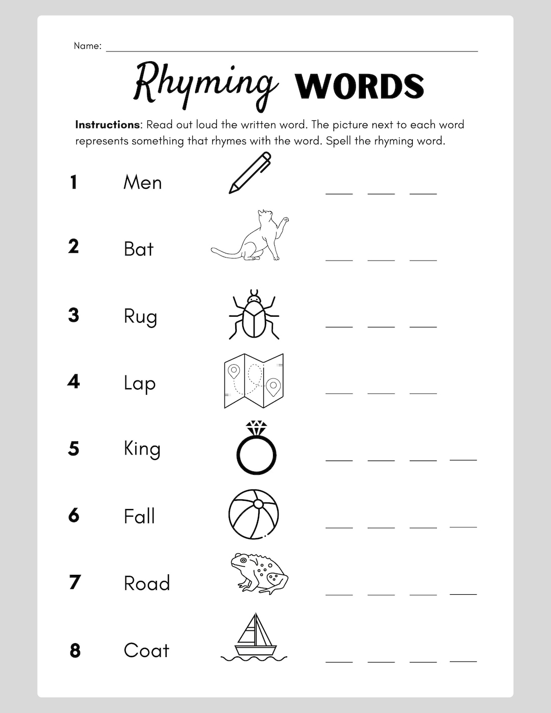 3 Pages of Rhyming Worksheets | Rhyming | Worksheets | Great for ...