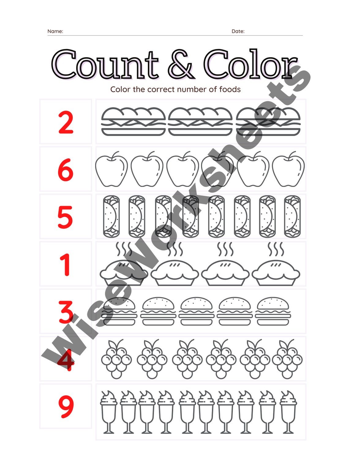 Count and Color Worksheets | 3 Pages of Worksheets | Count and Color ...