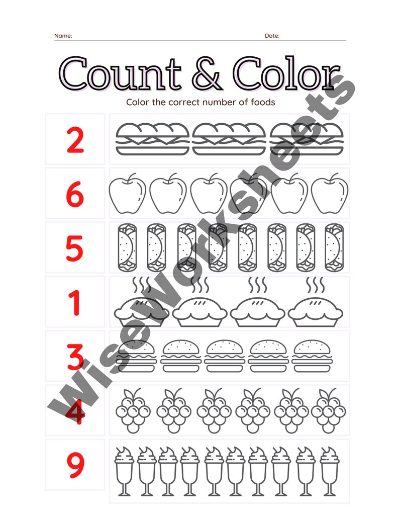Count and Color Worksheets | 3 Pages of Worksheets | Count and Color ...
