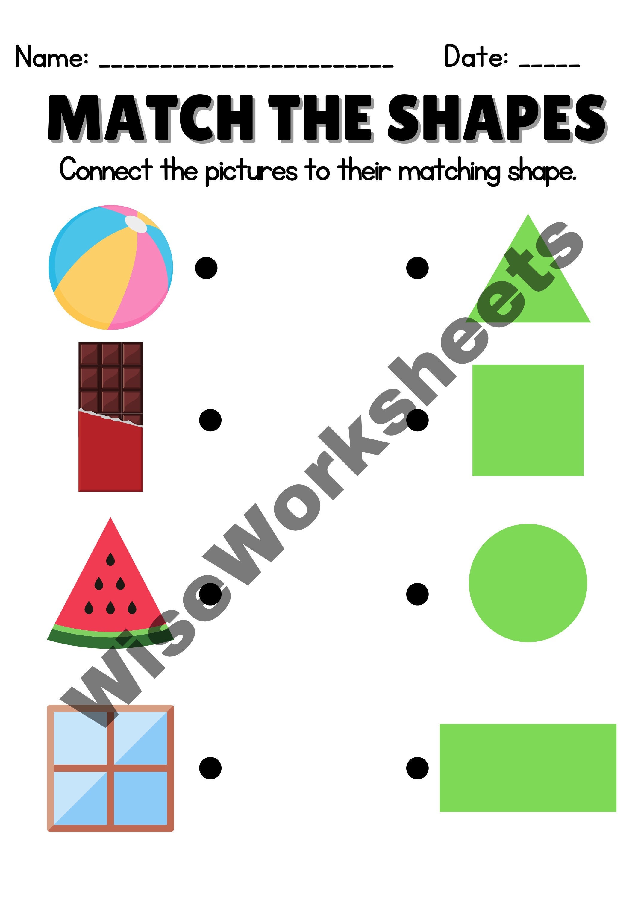 Match the Shapes | Connect the Picture to Its Shape | Recognize Shapes ...