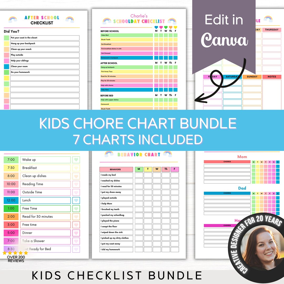 Editable Family Chore Chart Printable Chore Chart for Kids Canva ...
