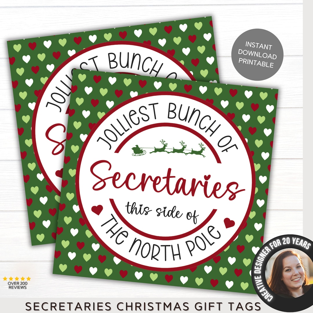 Jolliest Bunch of School Secretaries Printable Christmas Gift Tag ...