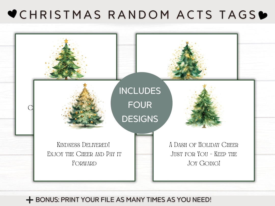 Christmas Random Act of Kindness Cards | Pay It Forward | Printable ...