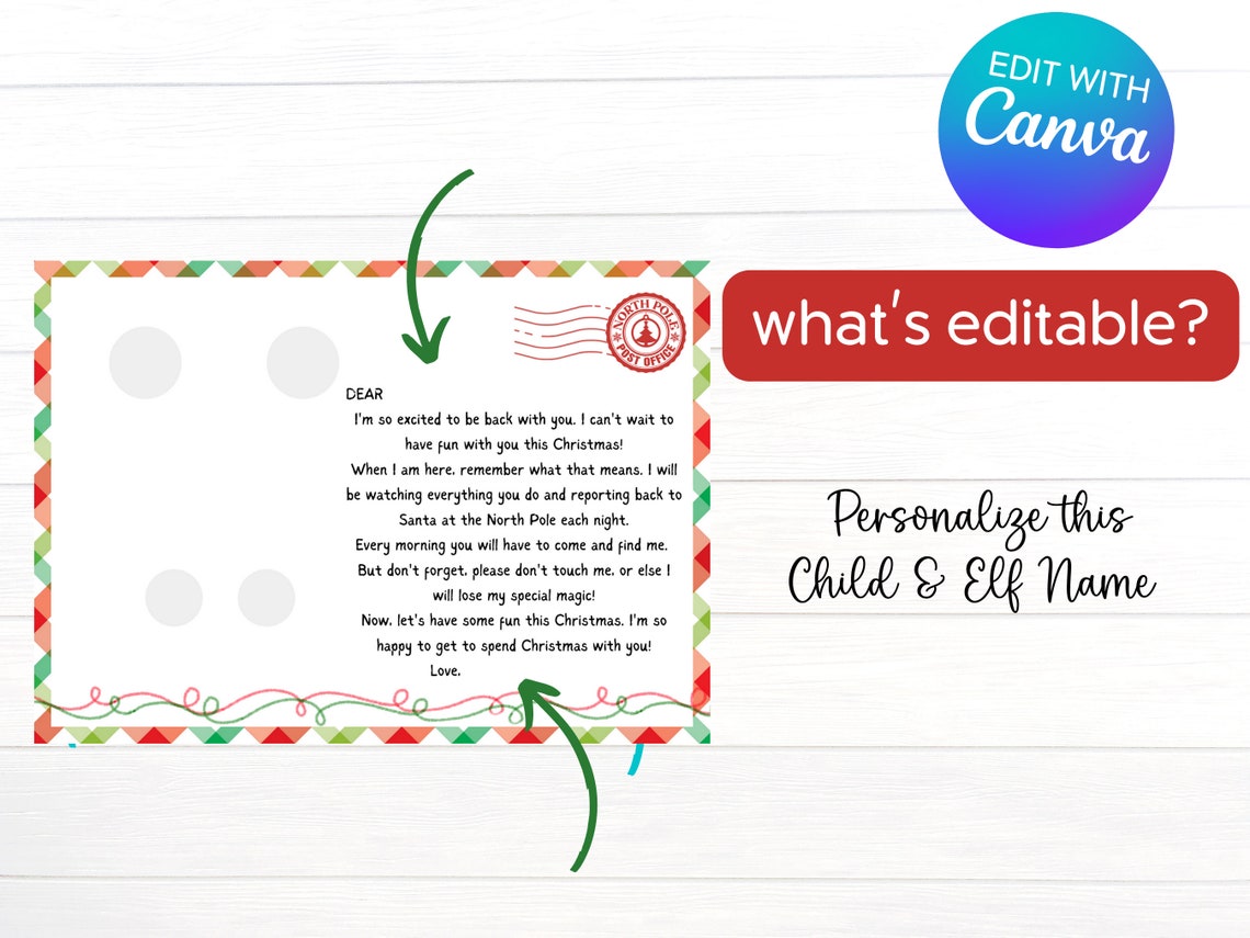 Welcome Back Elf Postcard Printable Editable Elf I'm - Etsy