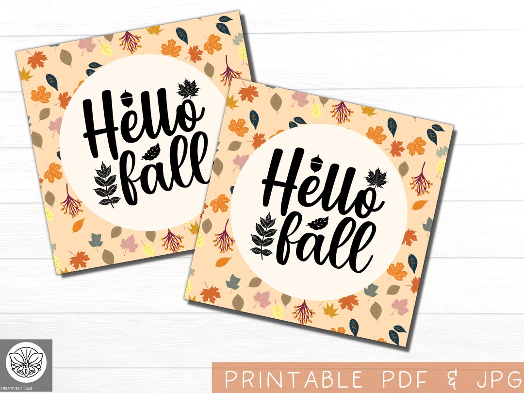 Hello Fall Tags Printable Fall Leaves Tags Autumn Gift Tag - Etsy Singapore