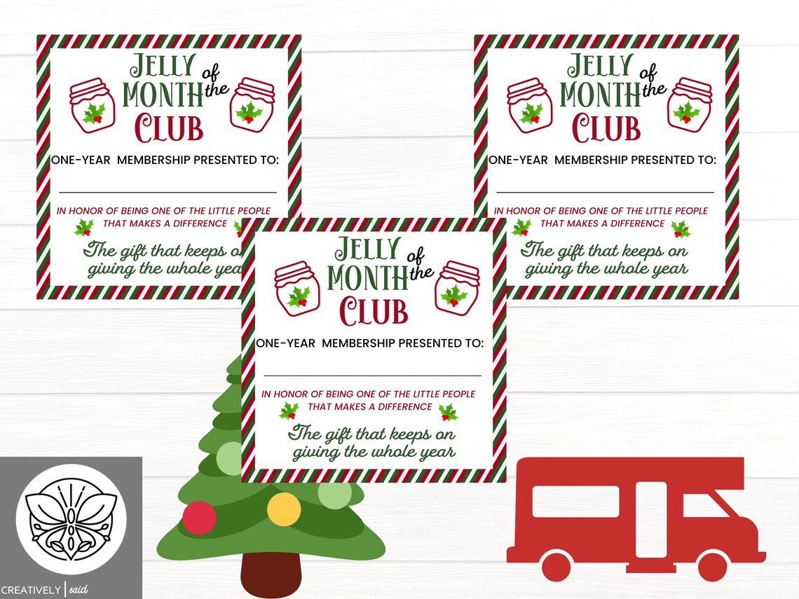 Christmas Vacation Jelly of the Month Club Tag Printable - Etsy