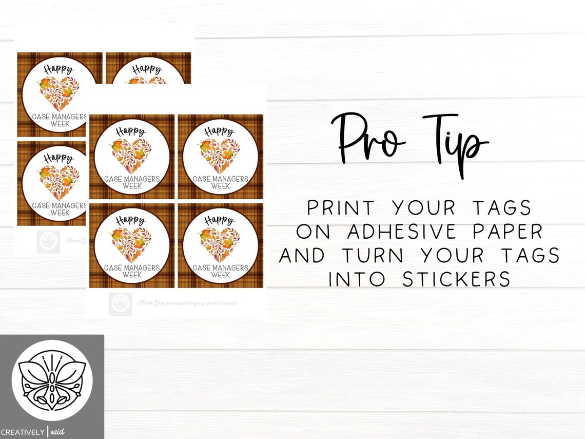 Case Worker Gifts | Case Managers Week Printable Gift Tags | Label ...