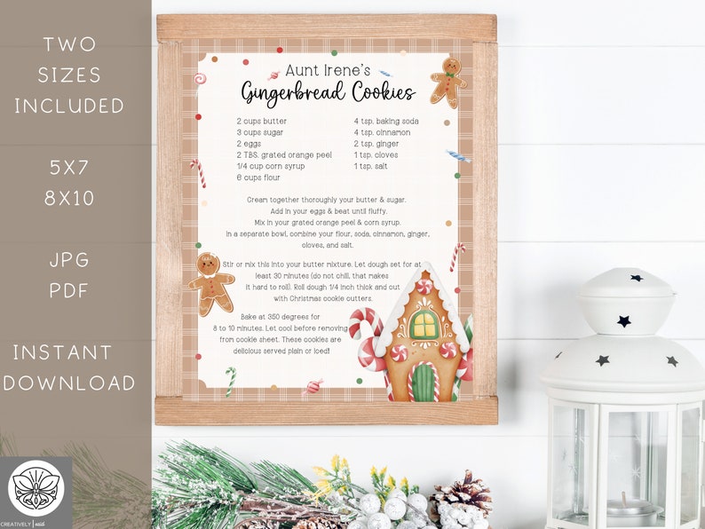 Gingerbread Cookies Recipes Printable Gingerbread Cookie - Etsy
