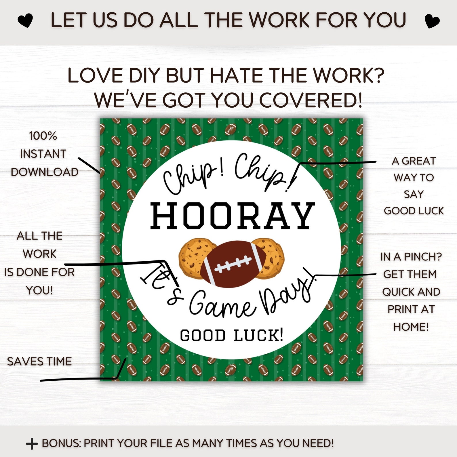 Football Good Luck Tags | Printable Football Party Favor | Football ...