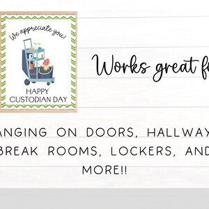 Custodian Appreciation Day Printable Sign | Janitor Thank You Gift ...