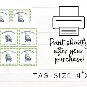 Custodian Appreciation Day Printable Gift Tag | Janitor Thank You Gift ...