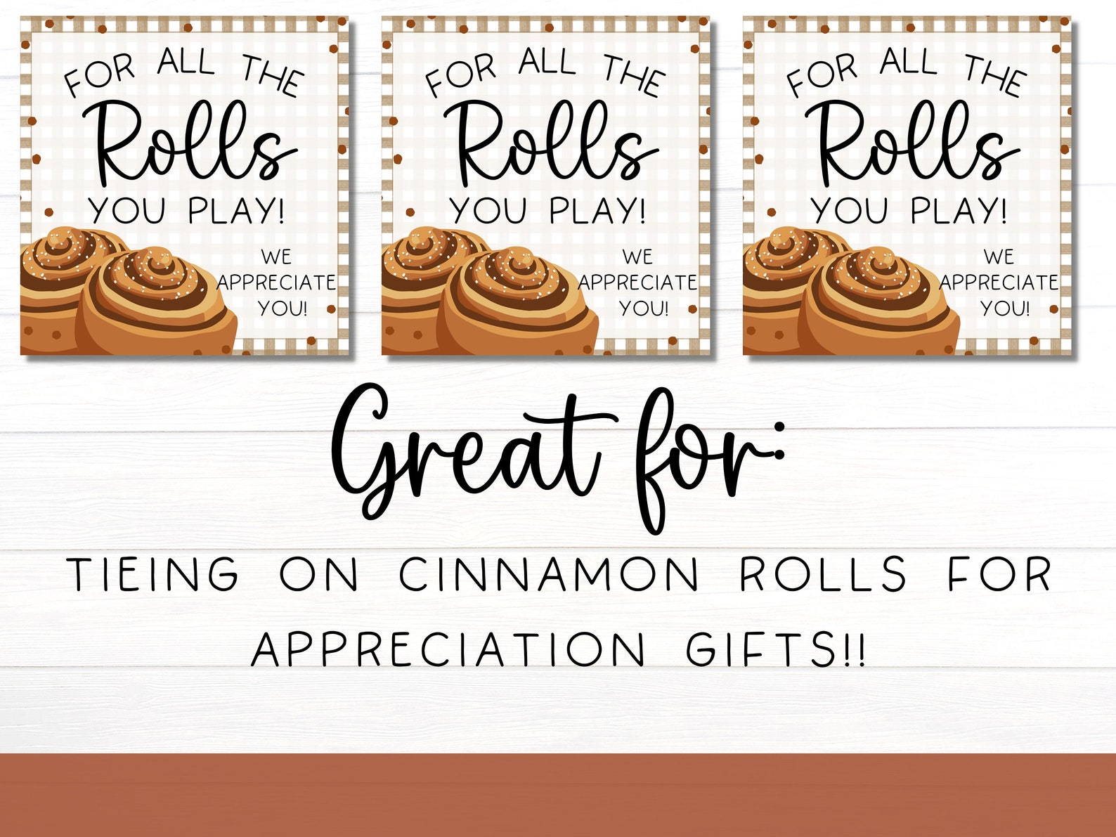 Cinnamon Roll Gift Tag | Teacher Nurse Staff Appreciation Gift Tag ...