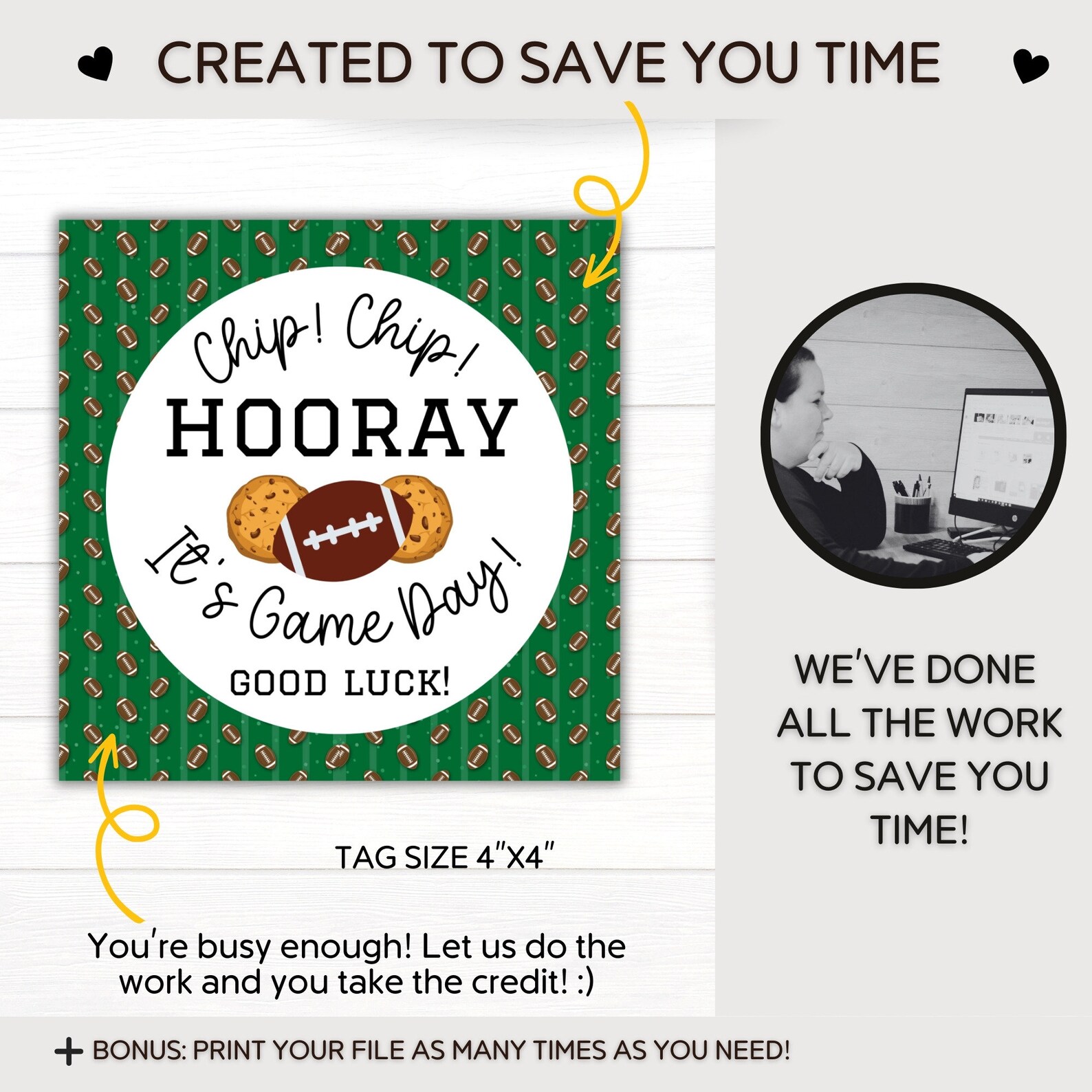 Football Good Luck Tags | Printable Football Party Favor | Football ...