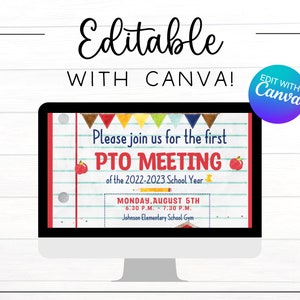 Editable Canva Template PTO Meeting Flyer | Editable Canva Template ...