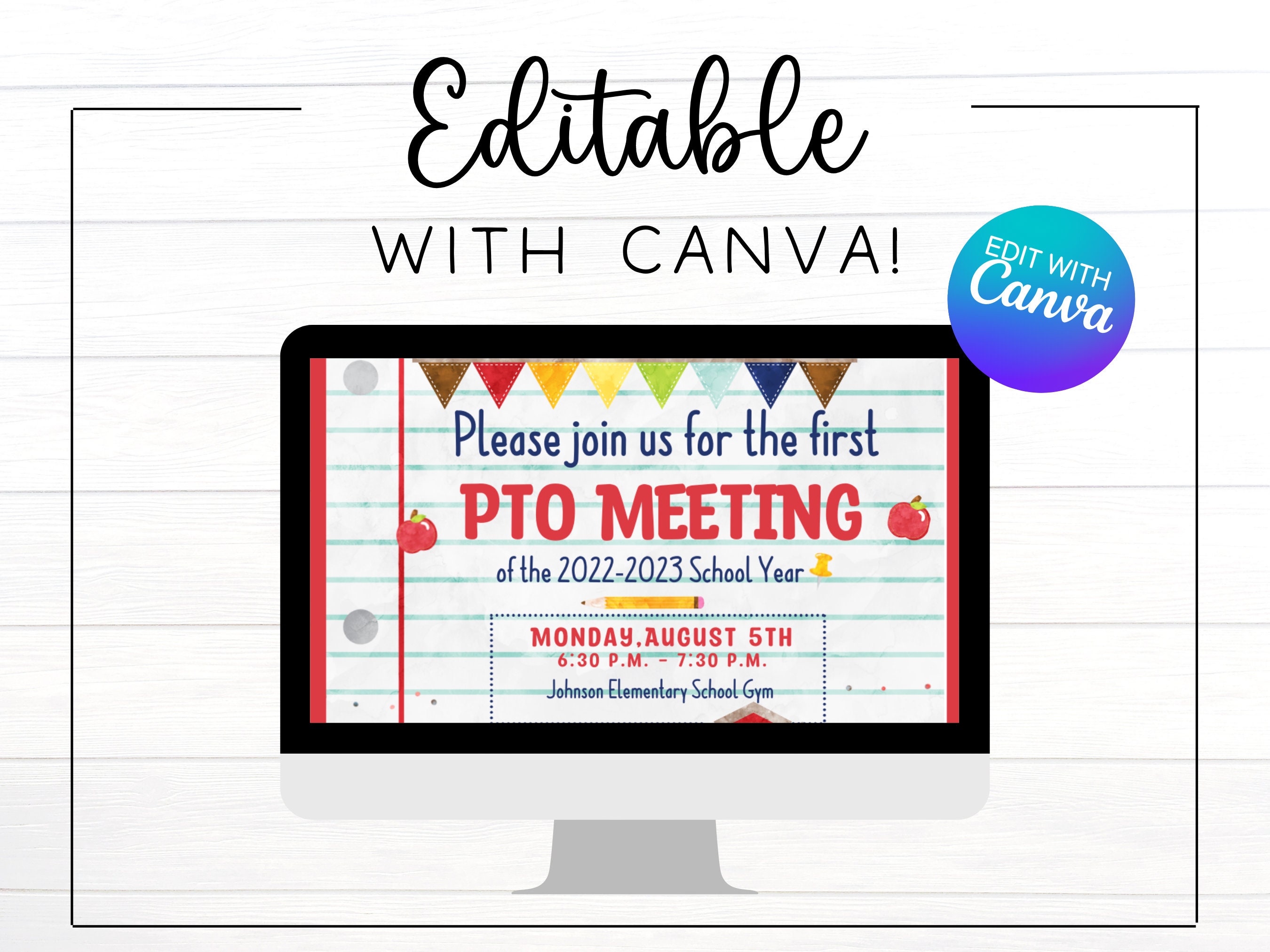 Editable Canva Template PTO Meeting Flyer | Editable Canva Template ...