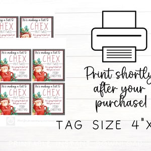 Chex Mix Gift Tag | Printable Christmas Treat Tag | Holiday Treat Tag ...