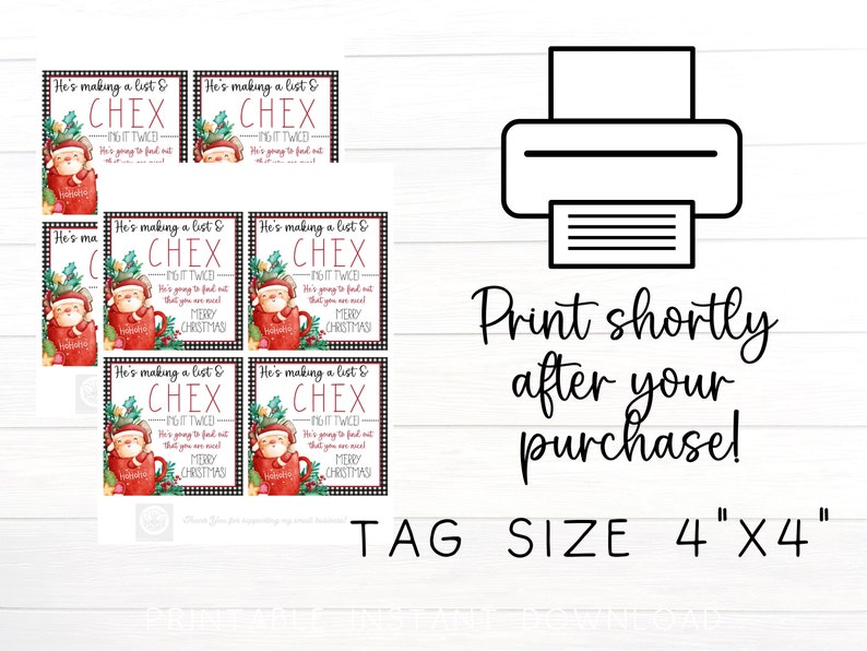 Chex Mix Gift Tag | Printable Christmas Treat Tag | Holiday Treat Tag ...