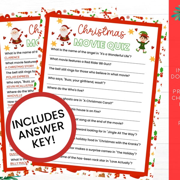 Christmas Movie Trivia Games - Etsy