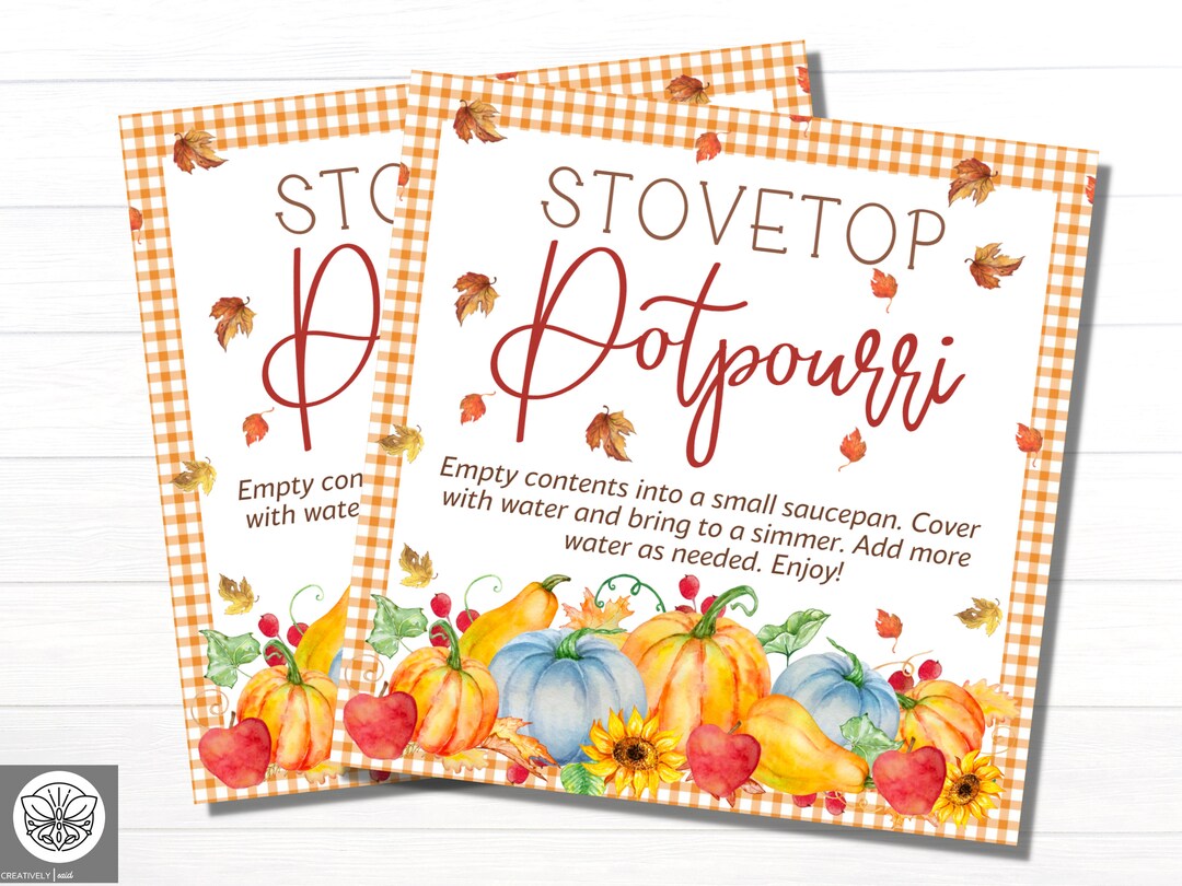 Stovetop Simmering Simmer Pot Potpourri Autumn Gift Tag | Teacher Gift ...