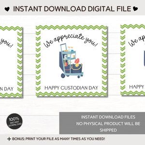Custodian Appreciation Day Printable Gift Tag | Janitor Thank You Gift ...