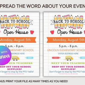 Editable Back to School Open House Flyer Printable Back to School ...