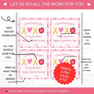 Daycare Teacher School Valentine Gift Tag Printable Valentine Gift Tags ...