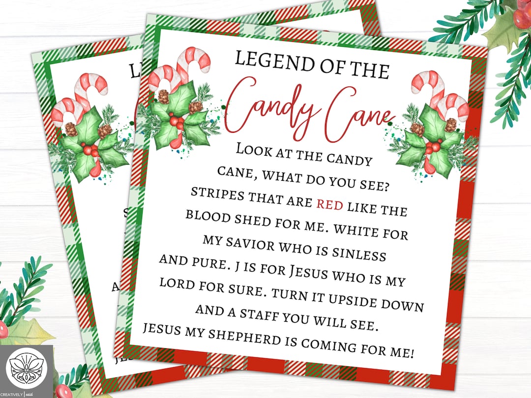 Legend of the Candy Cane Tags | Religious Gift Tag | Advent Partner ...