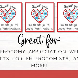Phlebotomy Appreciation Week Gift Tag Printable | Gifts for ...