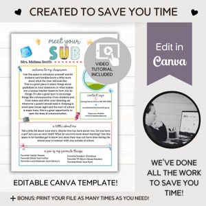 Meet the Sub Substitute Teacher Template | Editable Printable ...