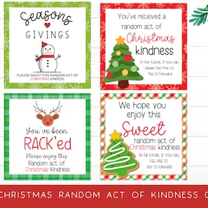 Christmas Random Act of Kindness Cards Pay It Forward - Etsy