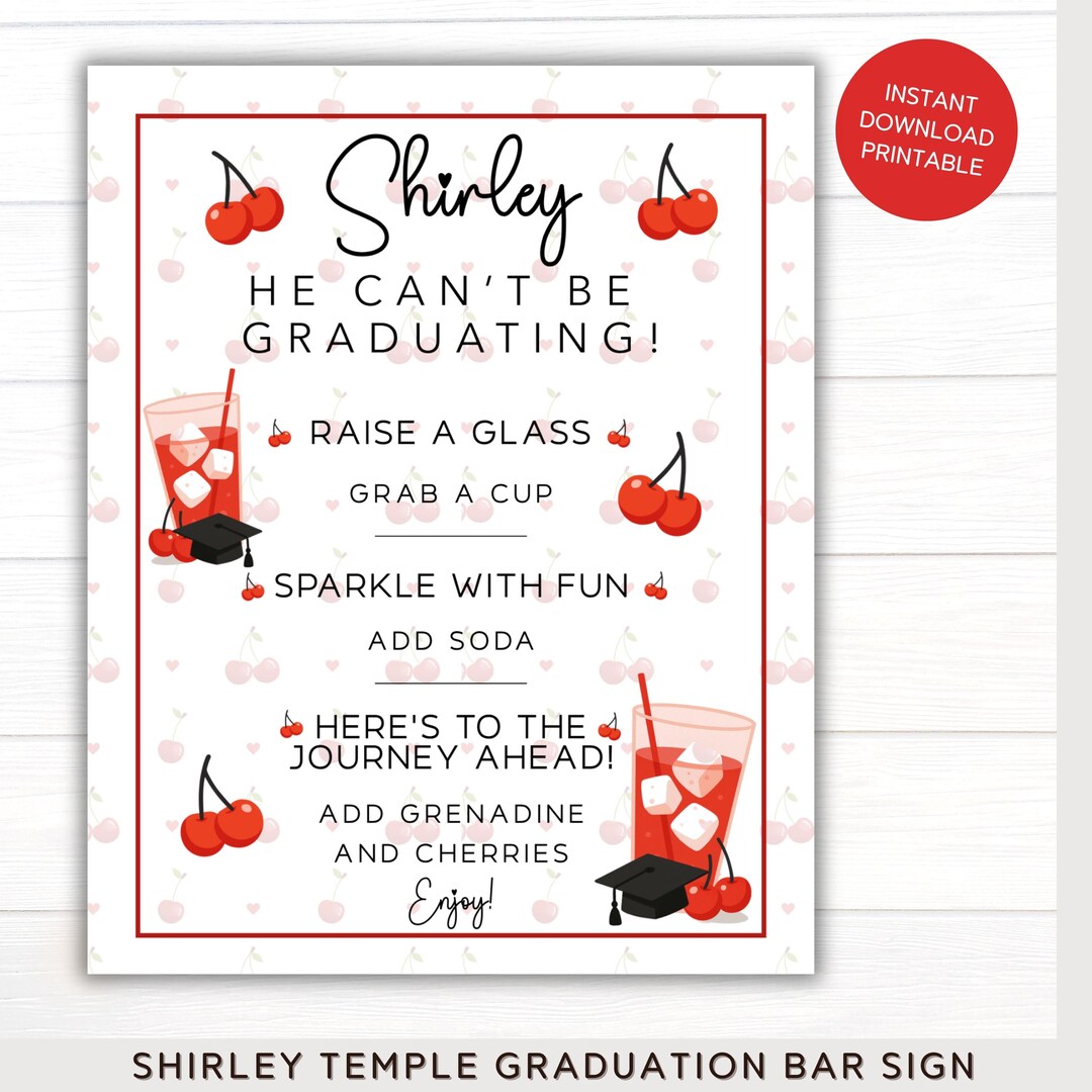 Graduation Party Shirley Temple Drink Bar Sign | DIY Ideas | Non ...