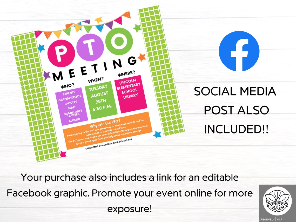 Editable Canva Template PTO Meeting Flyer Back to School PTO - Etsy