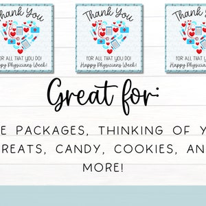 Physicians Week Printable Gift Tags | Gifts for Physicians | Happy ...