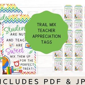 Printable Trail Mix Tag | Teacher Appreciation Tag | Teacher Treat Tag ...