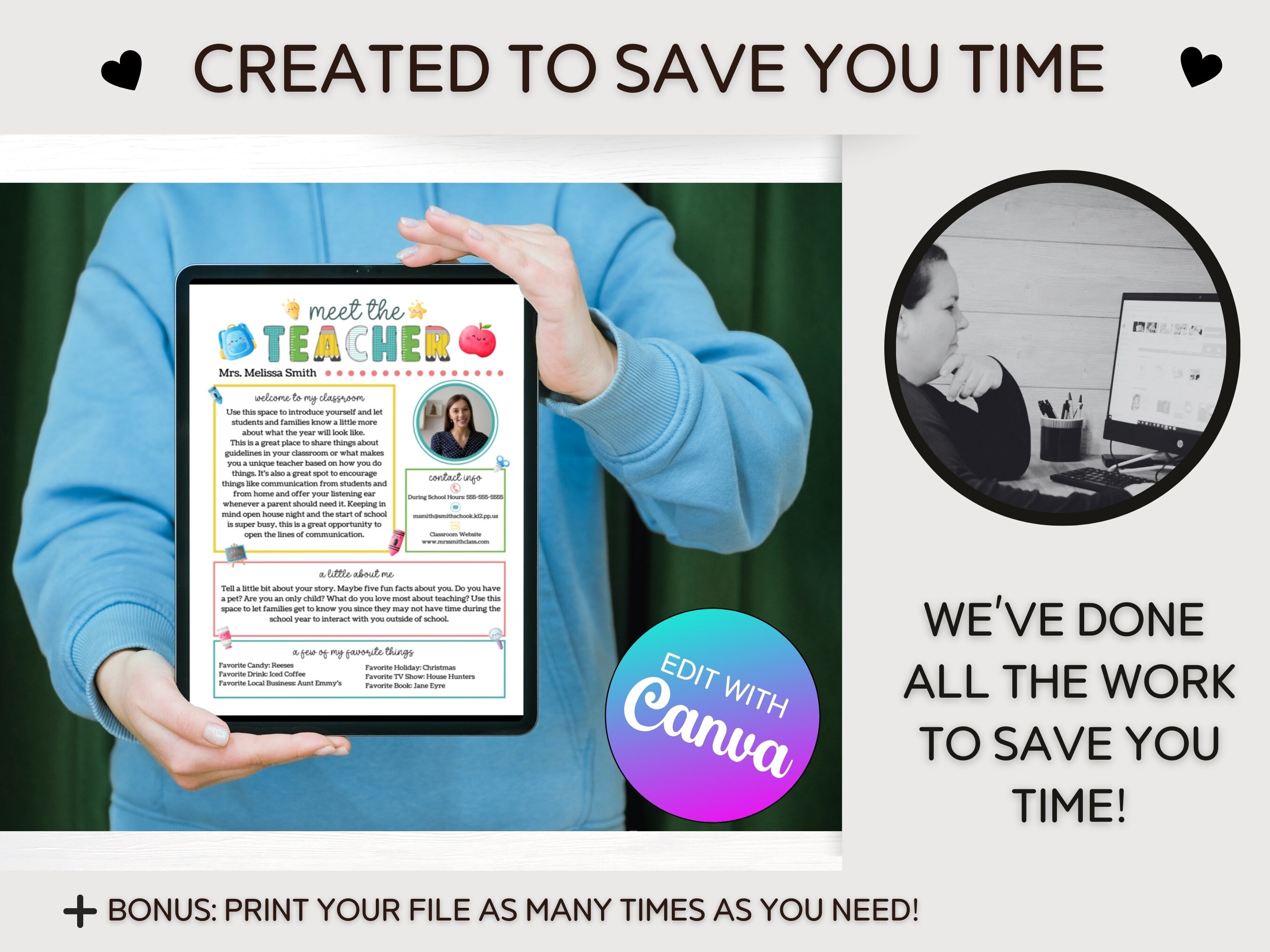 Meet the Teacher Template | Editable Teacher Printable | Editable Canva ...