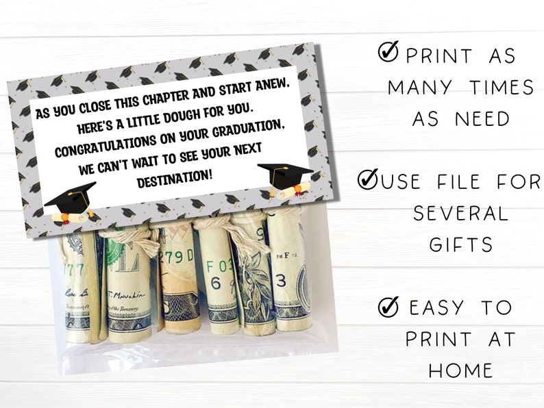 Graduation Money Gift Ideas Printable Instant Download | Teenage Girl ...
