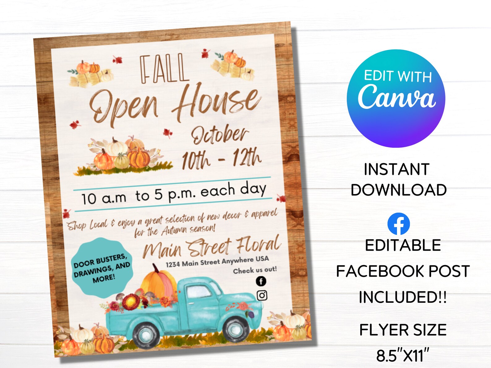Fall Open House Flyer Small Business Marketing Editable - Etsy