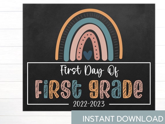 Boho Rainbow First Day of School Chalkboard Sign Instant - Etsy
