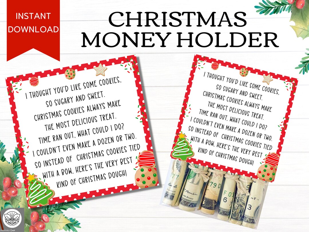 Christmas Money Holder | Christmas Money Gift Tag | Christmas Dough ...