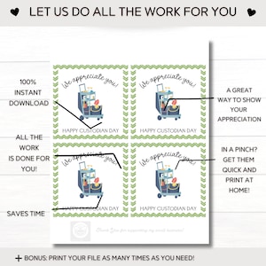 Custodian Appreciation Day Printable Gift Tag | Janitor Thank You Gift ...